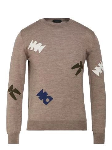 ZANONE Taupe Virgin Wool Sweater With Multicolor Appliqués - Grey