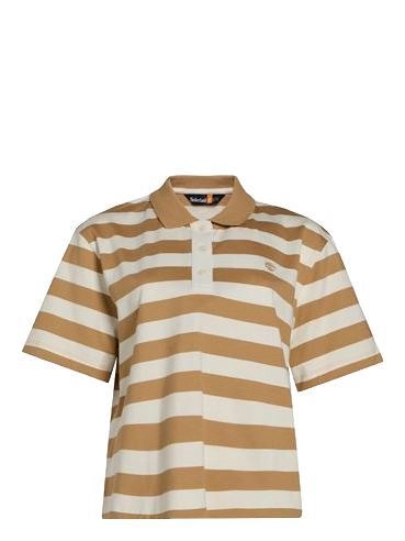 Timberland Cotton Striped Polo Shirt With Embroidered Logo - Beige