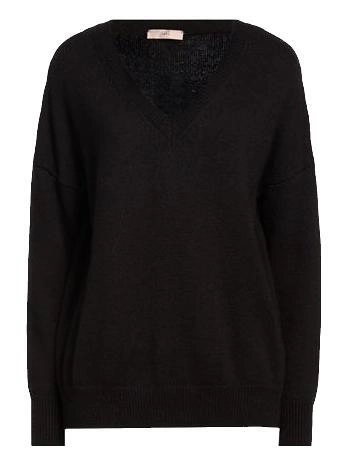 CARLA G. V-neck Acrylic, Alpaca Wool, Polyamide, And Polyester Sweater - Black