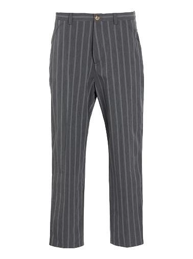 Brunello Cucinelli Cotton Striped Tapered Leg Trousers - Grey