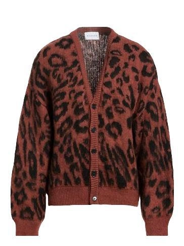 MARSEM Leopard Print Intarsia Knit Cardigan - Brown
