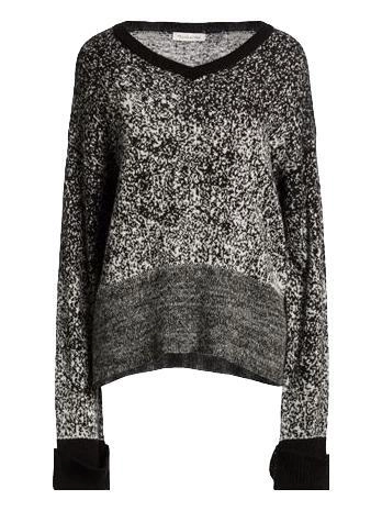 MANILA GRACE Mélange V-neck Sweater - Black