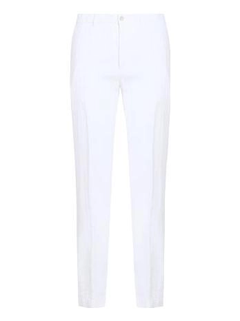 120% Lino Linen Tapered Leg Trousers - White