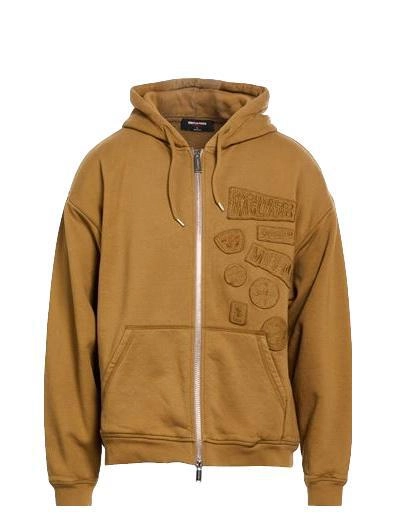 Dsquared2 Cotton Fleece Zip-up Hoodie With Appliqués - Beige