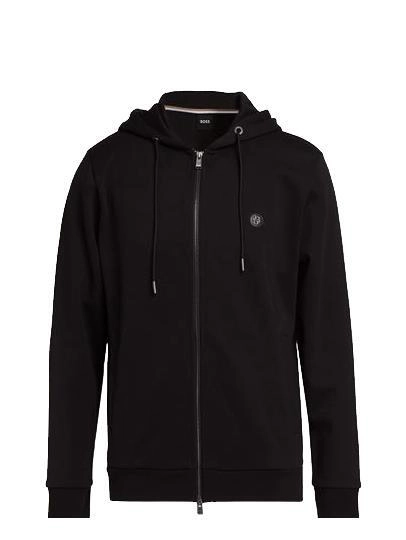 BOSS Cotton & Polyester French Terry Hoodie - Black