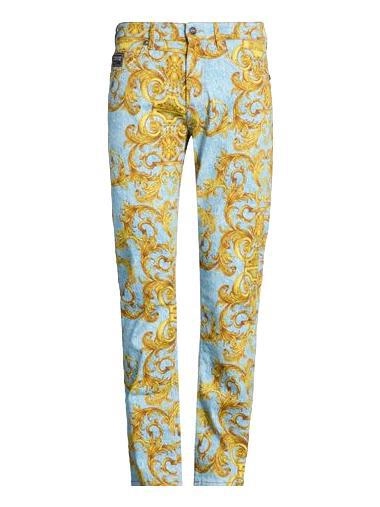 Versace Cotton Elastane Jeans With Signature Print - Blue