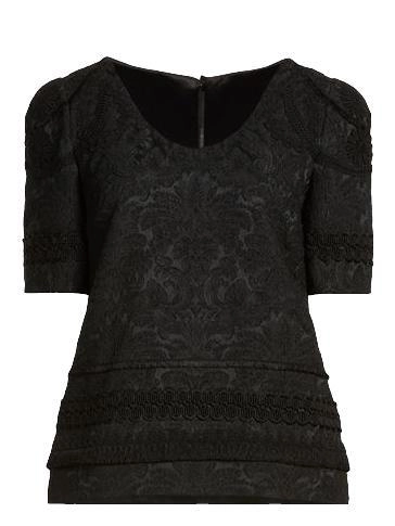 Dolce & Gabbana Jacquard Embroidered Top With Fringes - Black