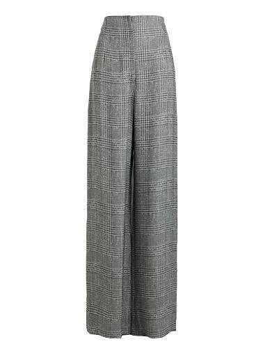 Emporio Armani Icon Pants Viscose Glen Plaid Wide-leg Trousers - Grey