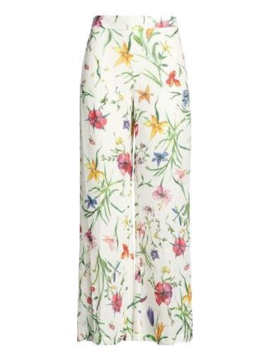 120% Lino Linen Floral-print Wide-leg Pants - White