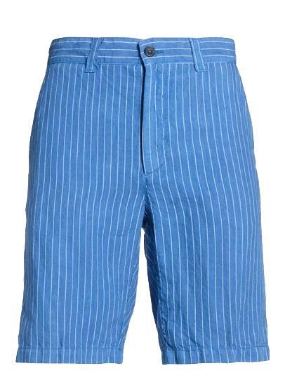 120% Lino Azure Linen Pinstriped Shorts - Blue