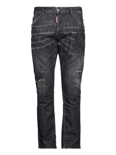 Dsquared2 Cotton Elastane Jeans With Cow Leather Detail - Black