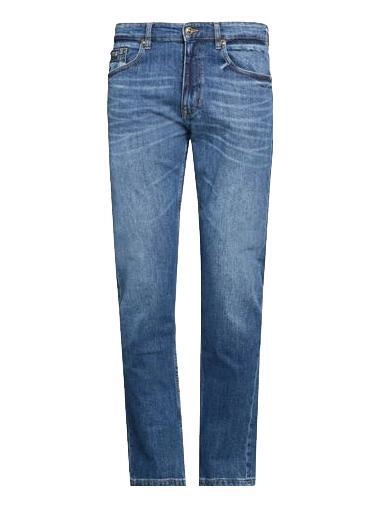 Versace Cotton Blend Straight Leg Jeans - Blue