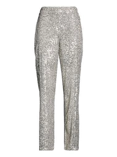 Dixie Straight-leg Tulle Pants With Sequins And Appliqués - Grey
