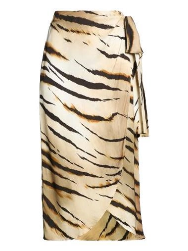 TWINSET Tiger-print Midi Wrap Skirt - Beige