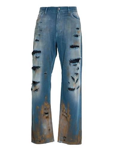 Dolce & Gabbana Distressed Cotton Denim Jeans - Blue