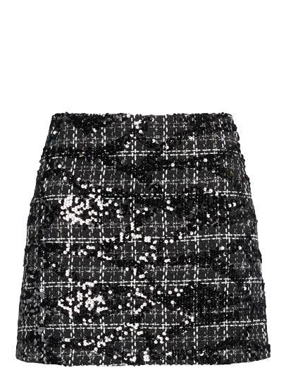 CARLA G. Mini Skirt With Sequins And Tweed - Black