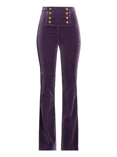 Elisabetta Franchi Bootcut Velvet Pants - Purple