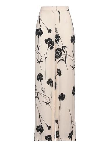 TWINSET Cream Viscose Floral-print Wide-leg Pants - White