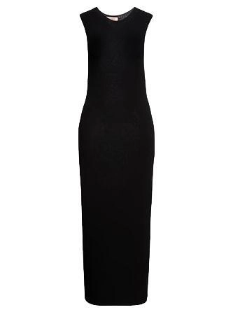 KONTATTO Ribbed-knit Crewneck Maxi Dress - Black