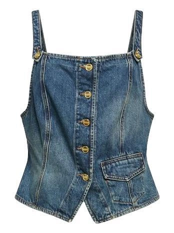 GANNI Faded Denim Sleeveless Top - Blue