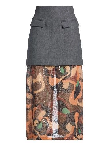 Malìparmi Multicolor Sequined Flannel Crepe Midi Skirt - Grey