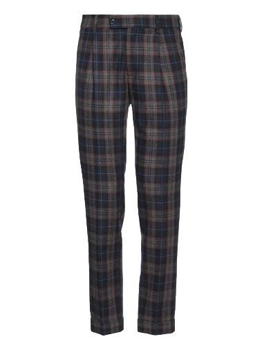DANIELE ALESSANDRINI Tartan Wool Blend Chino Pants - Navy