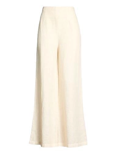 120% Lino High Waisted Linen Wide Leg Pants - Beige