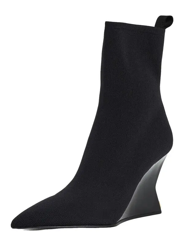 Balmain Knit Wedge Ankle Boots - Noir