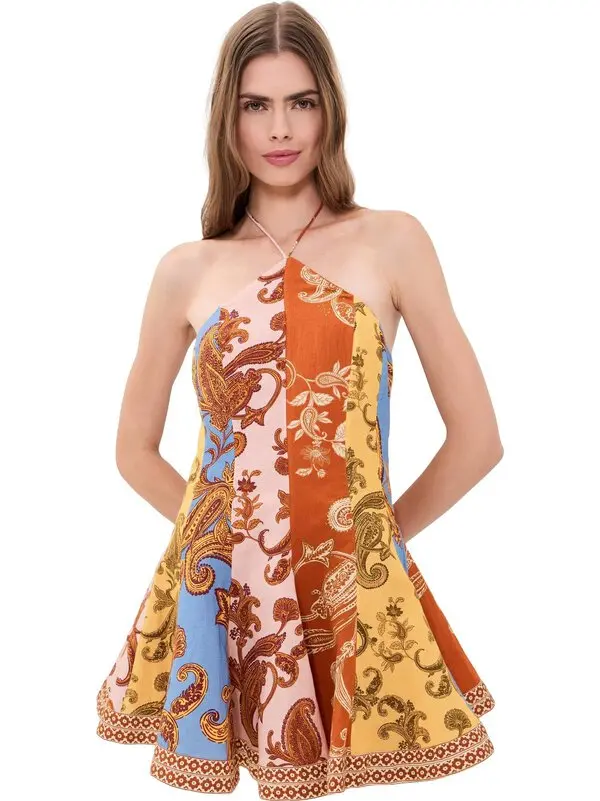 Hemant & Nandita Paisley Print Halterneck Skater Dress - Multi
