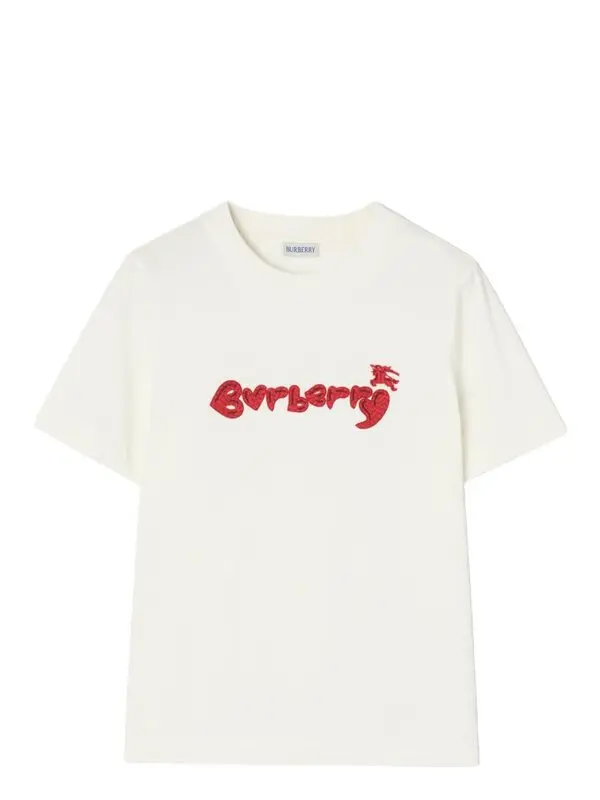 Burberry Embroidered Heart Logo Cotton T-shirt - Chalk White