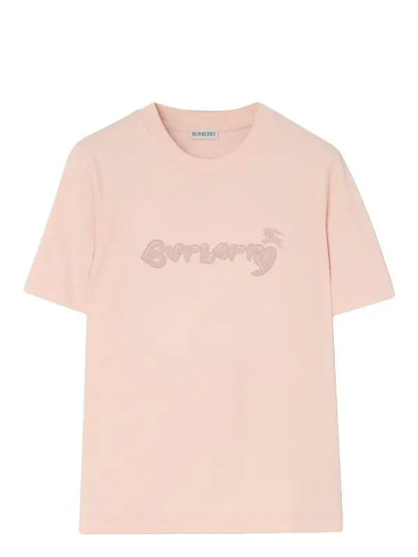 Burberry Embroidered Heart Logo Cotton T-shirt - Compact Pink