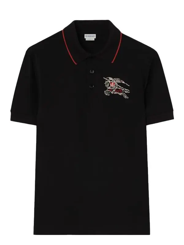 Burberry Heart Knight Cotton Polo Shirt - Black