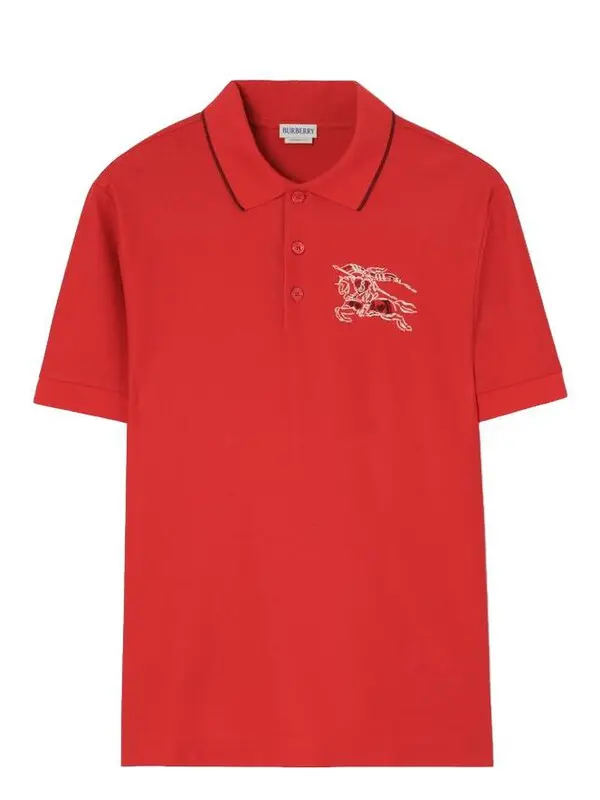 Burberry Heart Knight Cotton Polo Shirt - Currant Red