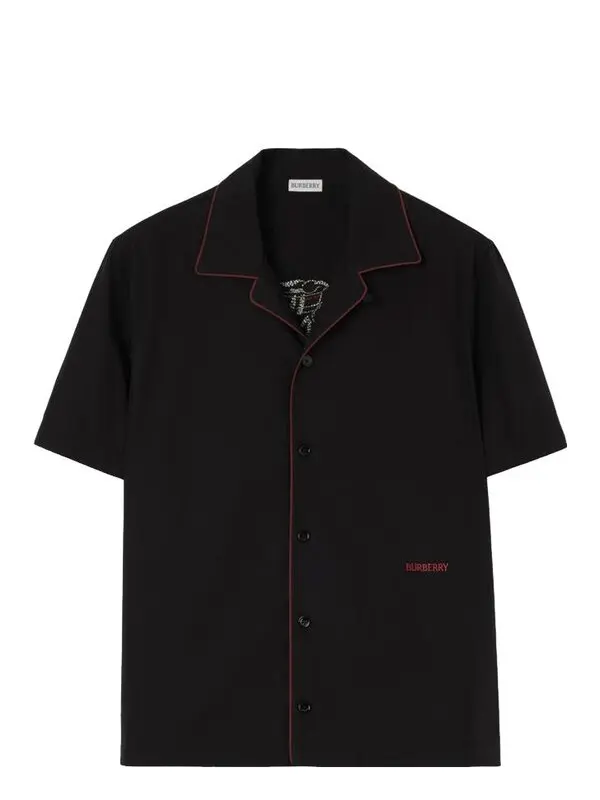 Burberry Relaxed Fit Knight Heart Cotton Shirt - Black