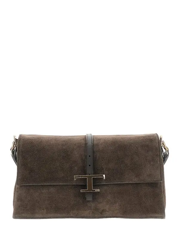 TOD'S Flap T Timeless Small Bag In Suede - Multicolor