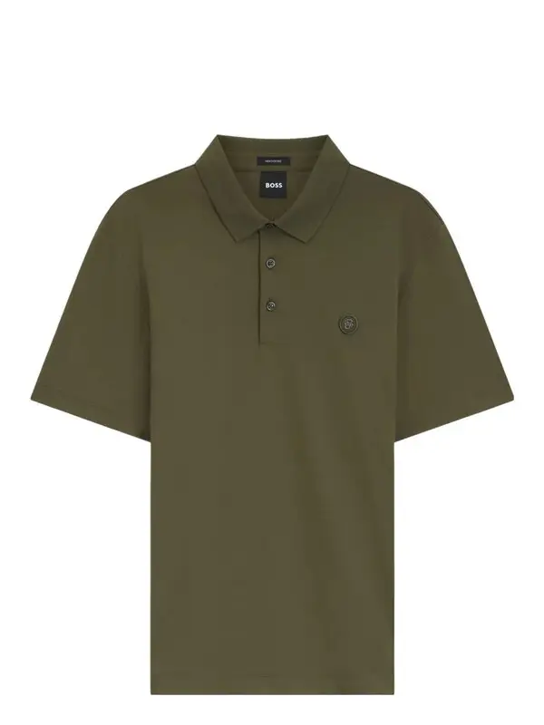 Hugo Boss Double B Monogram-patch Polo Shirt - Brown