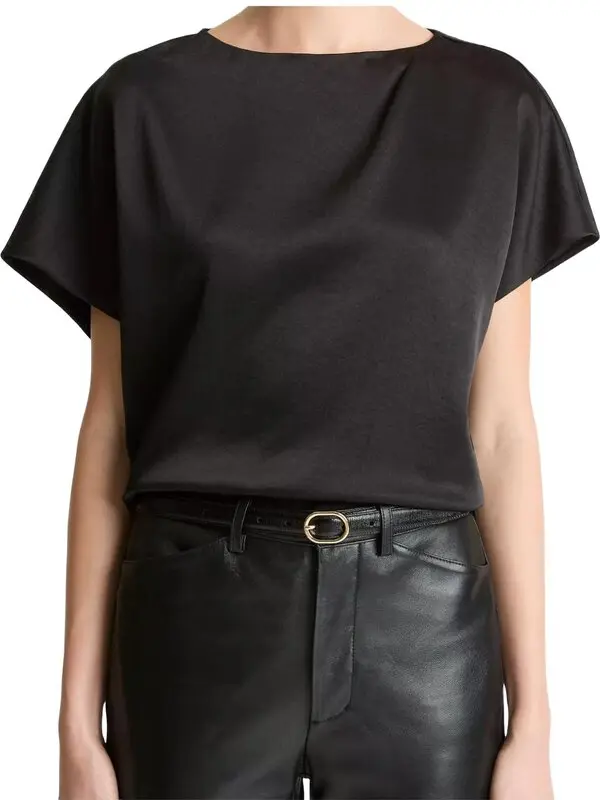 Vince Draped Satin Dolman-sleeve Blouse - Black