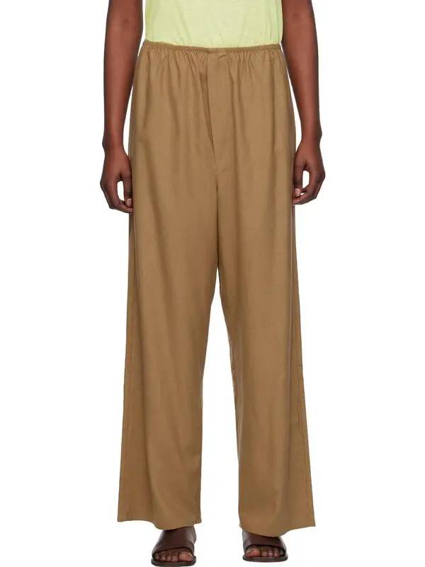BASERANGE Elastic Waist Casual Pants - Brown