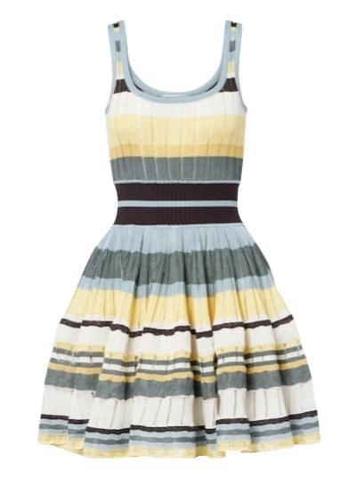 Alaïa Knitted Striped Minidress - Gray