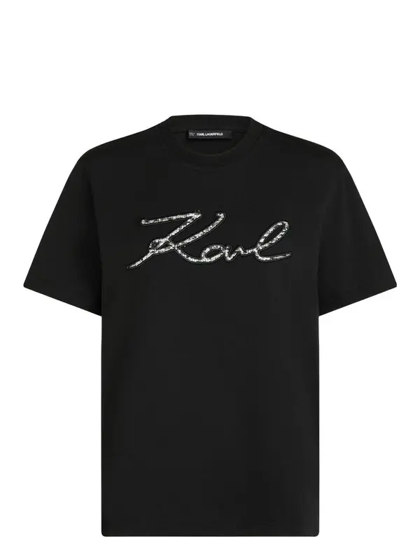 Karl Lagerfeld Signature Bouclé T-shirt - Black