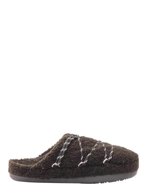 Moon Boot Teddy Slip-on Slippers With Criss-cross Laces - Black
