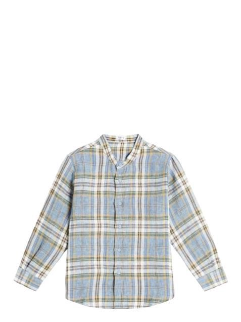 IL GUFO Plaid Linen Button-front Shirt - Gray
