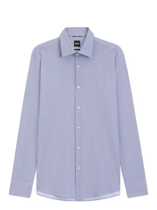 Hugo Boss Geometric-print Slim-fit Shirt - Light Blue Pattern