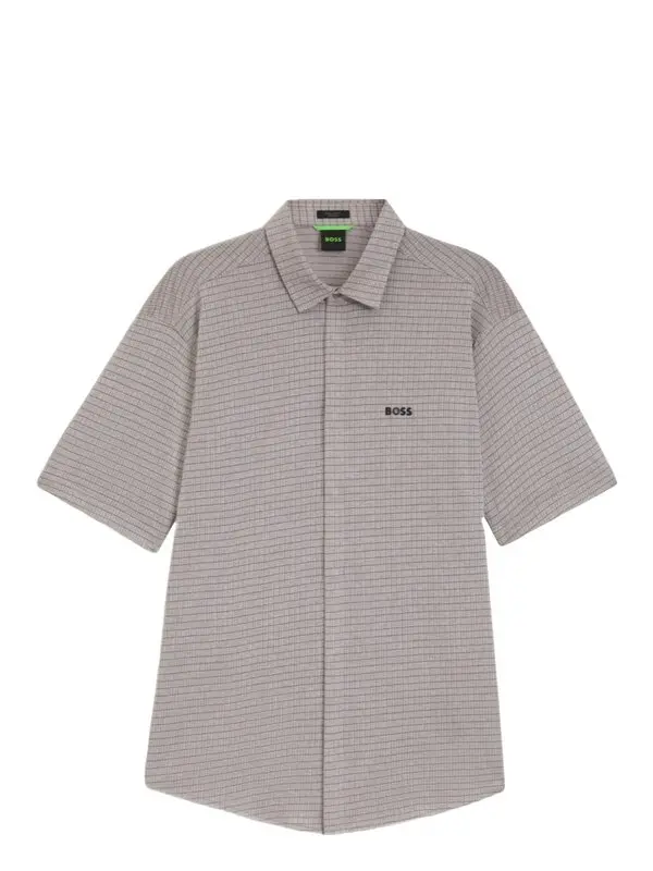 Hugo Boss Regular-fit Cotton Shirt With Performance Features - Gray Pattern