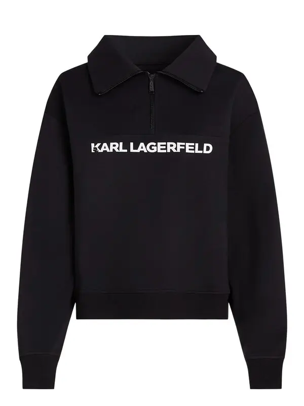 Karl Lagerfeld Quarter-zip Logo Print Sweatshirt - Black