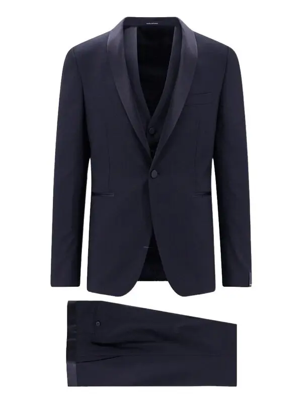 Tagliatore Virgin Wool Tuxedo Suit - Black