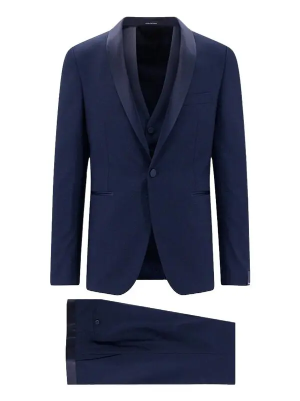Tagliatore Satin-trim Three-piece Suit - Black
