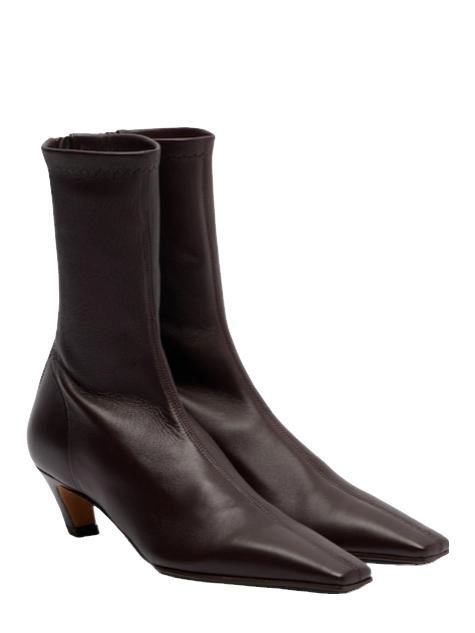 Khaite Arizona Leather Ankle Boots - Wine Red