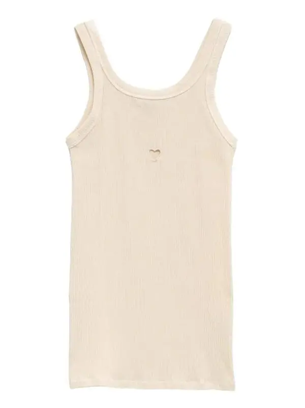 BASERANGE Sleeveless Ribbed Tank Top With Embroidered Heart Detail - Nude