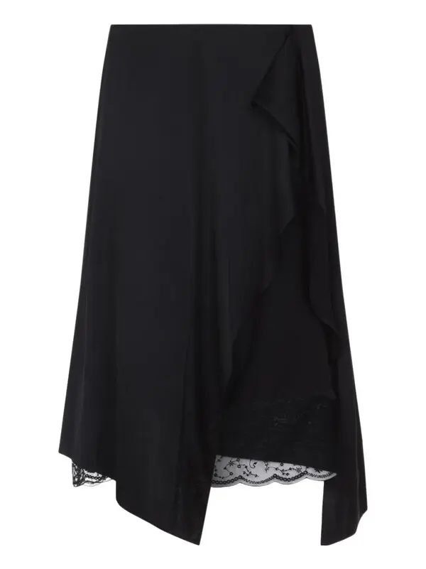 Acne Studios Ruffled Lace-trim Midi Skirt - Black